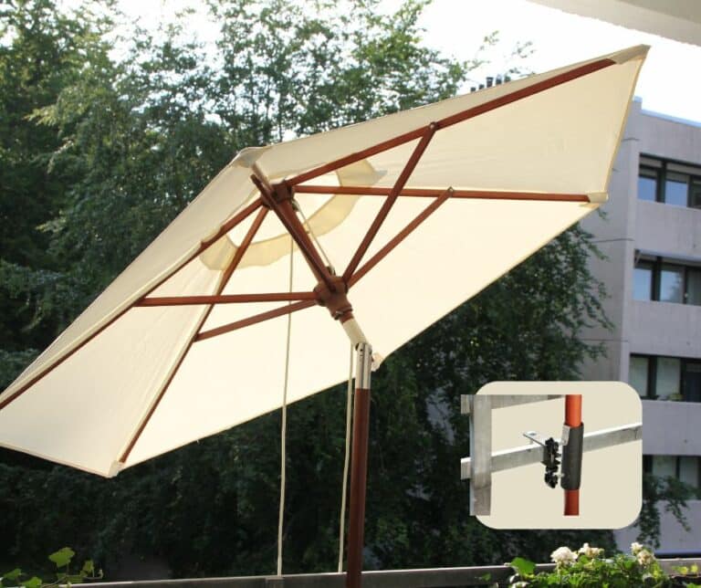 Altanparasol 1,8 meter Natur med altanbeslag Vejlesø- Havemekka.dk